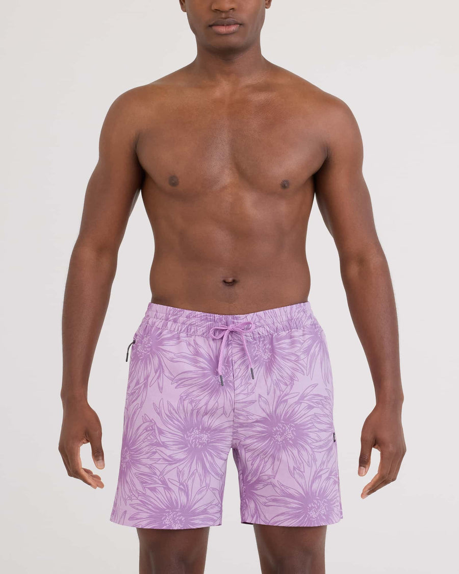 Sea to Shore 2N1 Hybrid Swim Short - Big Daisy-Orchid | SAXX Underwear