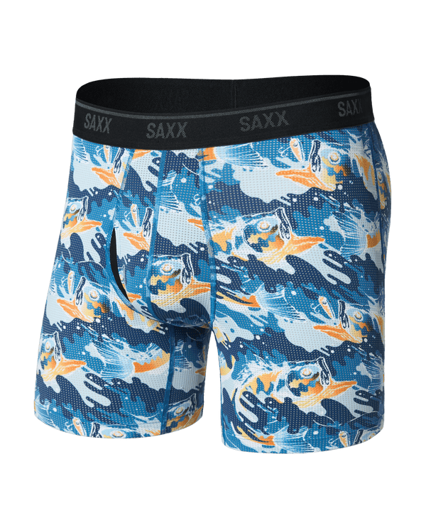 Quest Quick-Dry Mesh Performance Boxer Brief - Big Mouth Bass-Blue ...